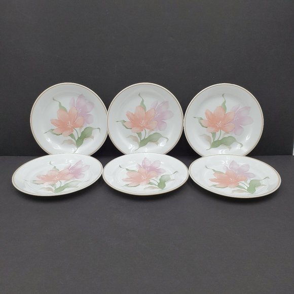 Corelle | Dining | Corelle Pacifica Salad Plates Peach Pink Flowers ...